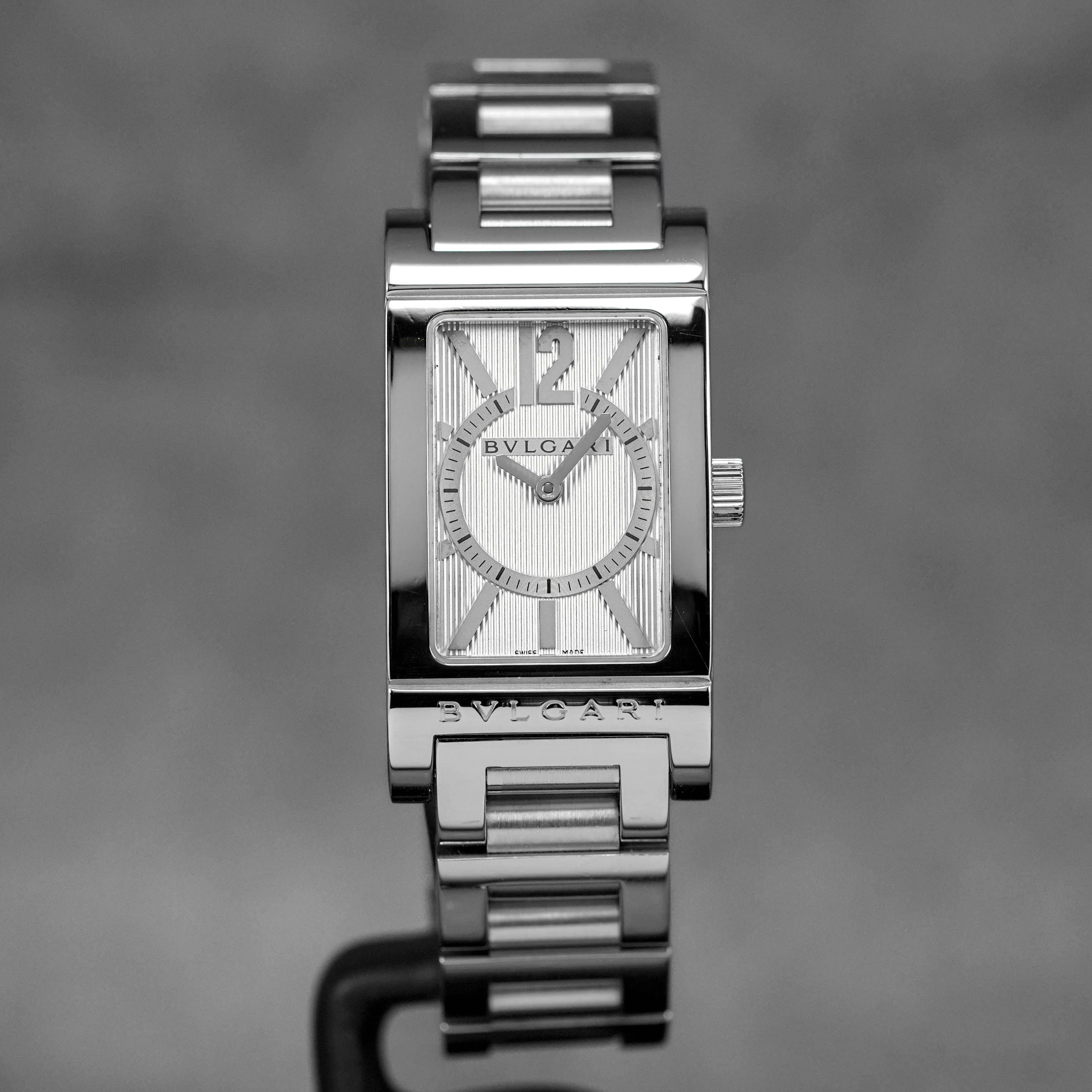 BVLGARI RETTANGOLO STEEL SILVER DIAL (WATCH & BOX) - IDWX