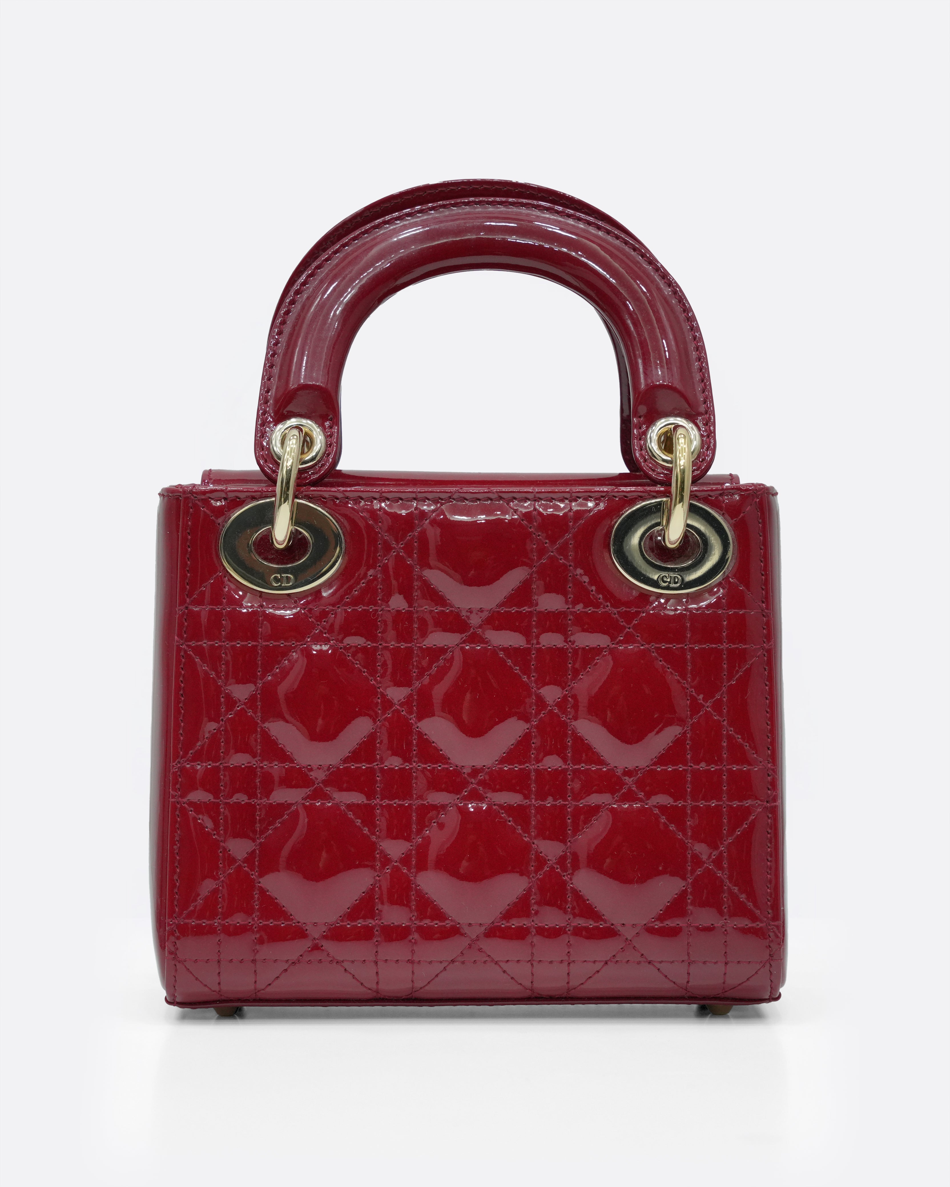LADY DIOR MINI IN RED PATENT LGHW (2019) - IDWX