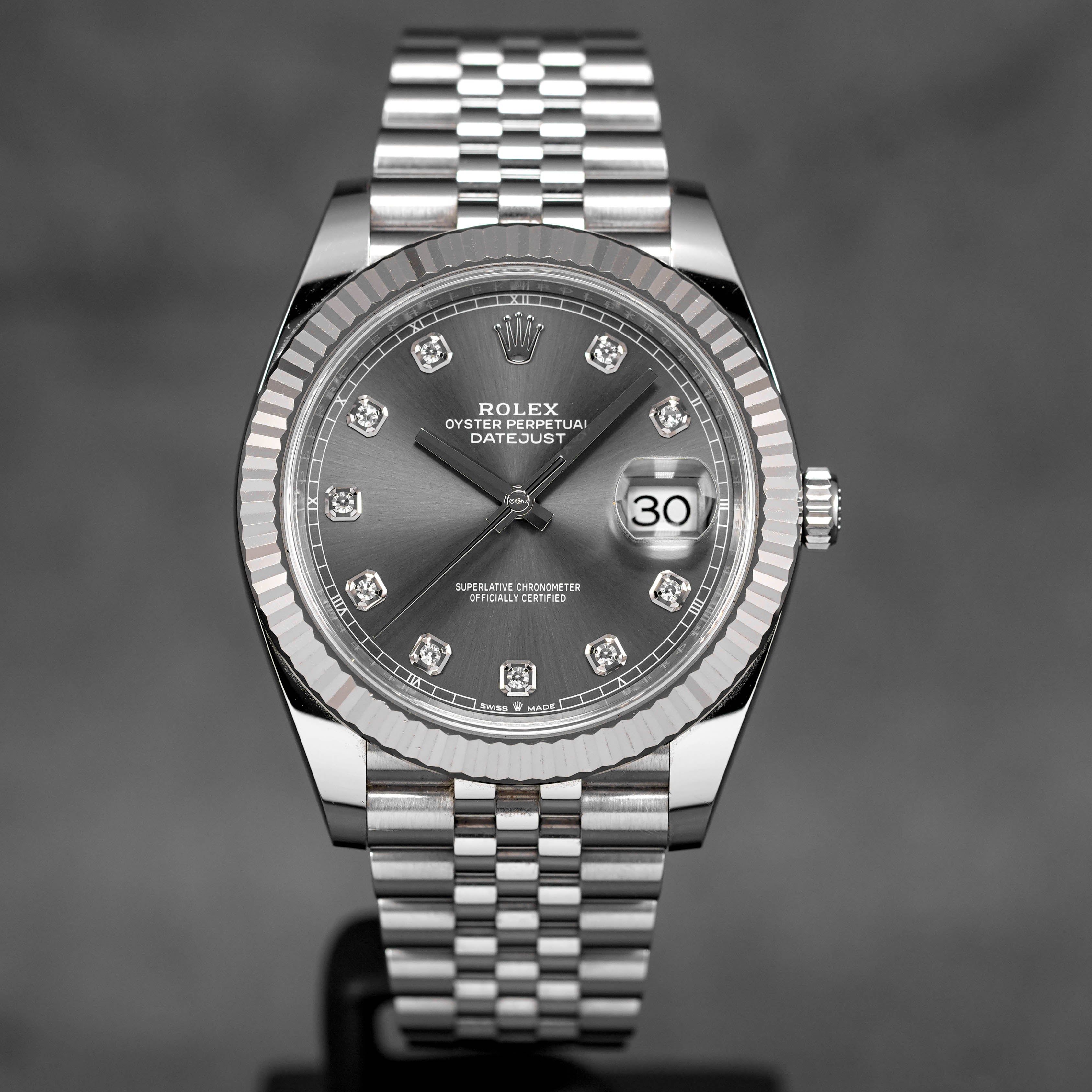 ROLEX DATEJUST 41MM RHODIUM DIAMOND DIAL (2019) - IDWX