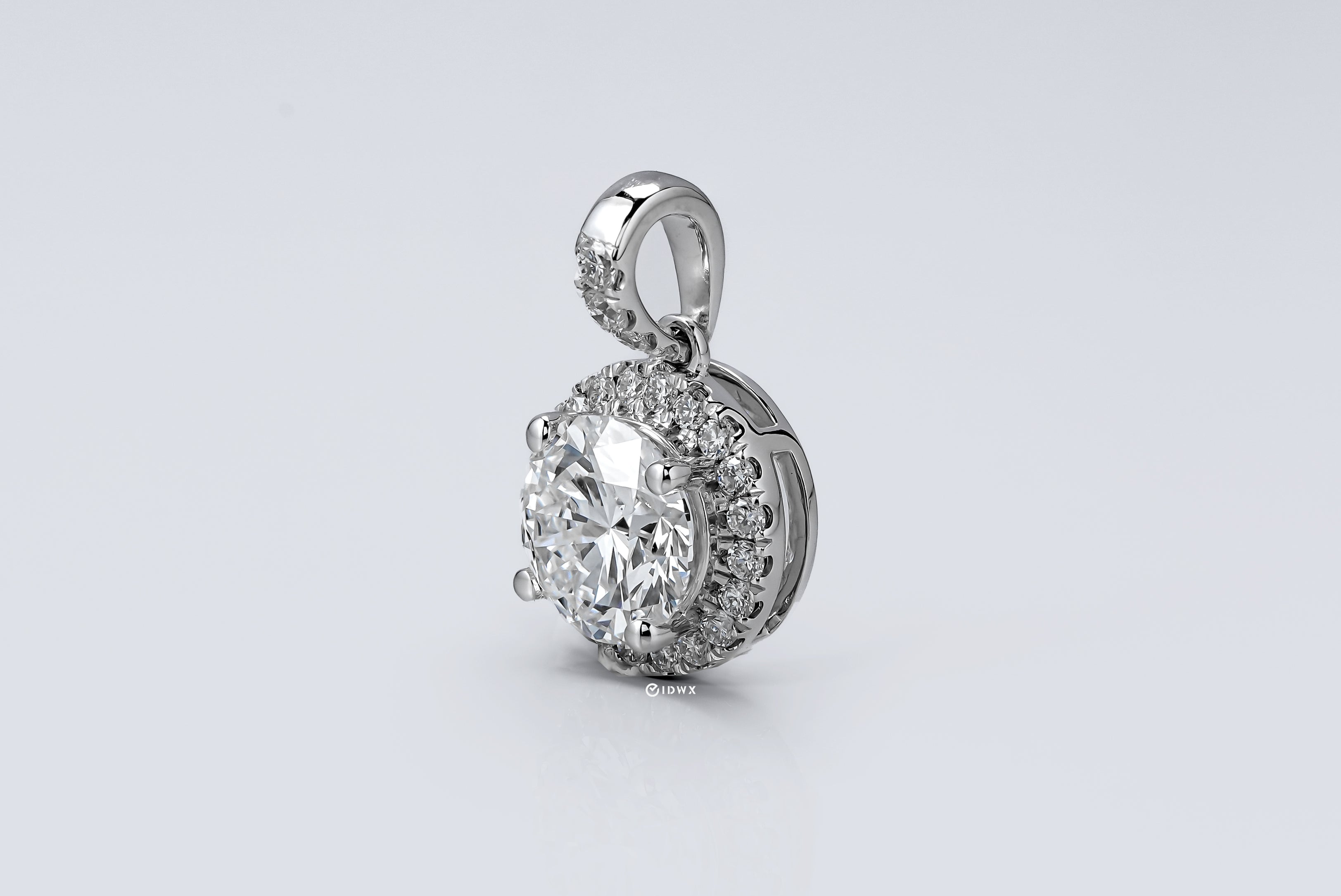 LAB DIAMOND 1CT ROUND BRILLIANT PENDANT HALO - IDWX