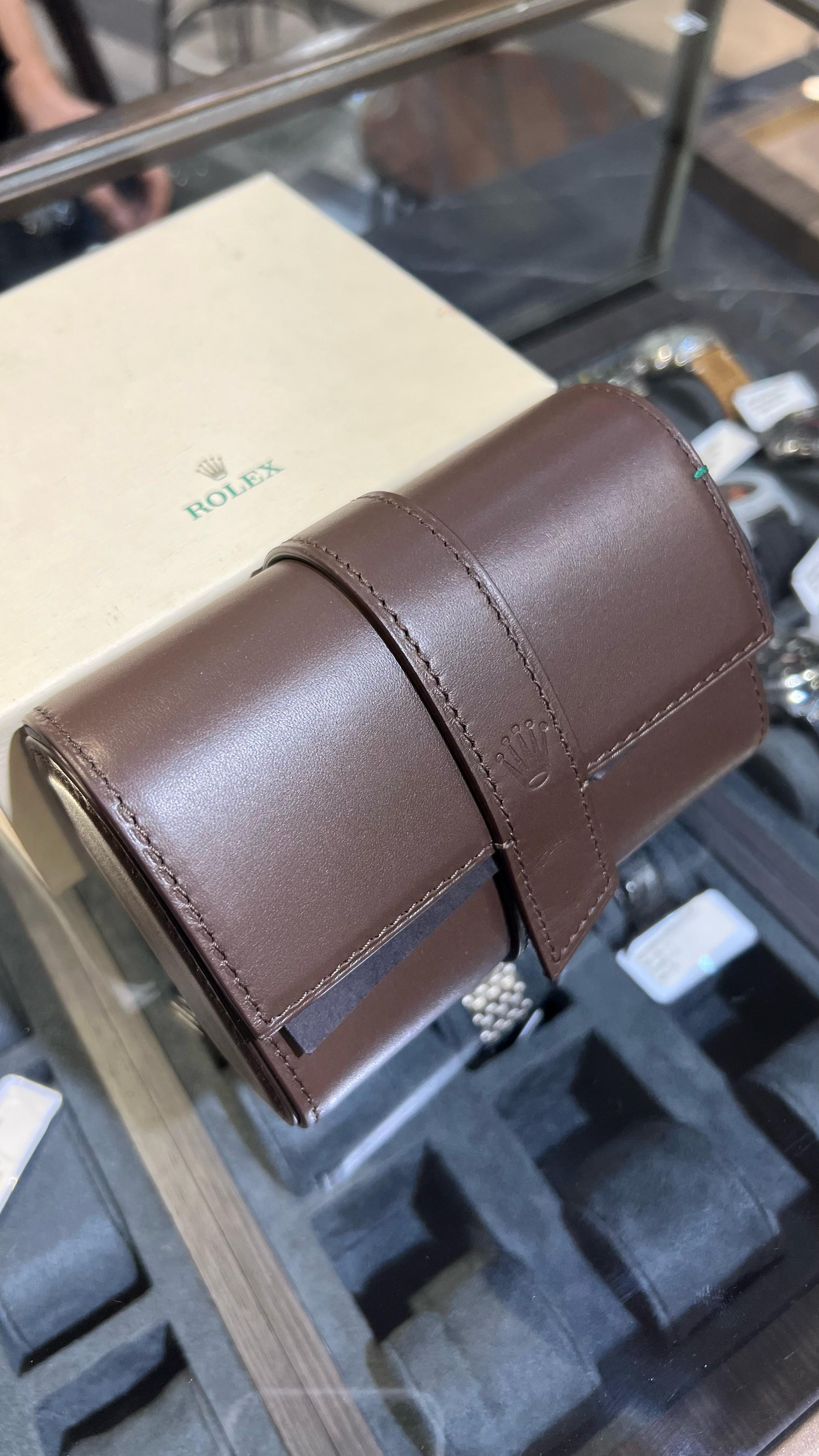 ROLEX AUTHENTIC CALF-LEATHER TRAVEL CASE 2 WATCHES - IDWX