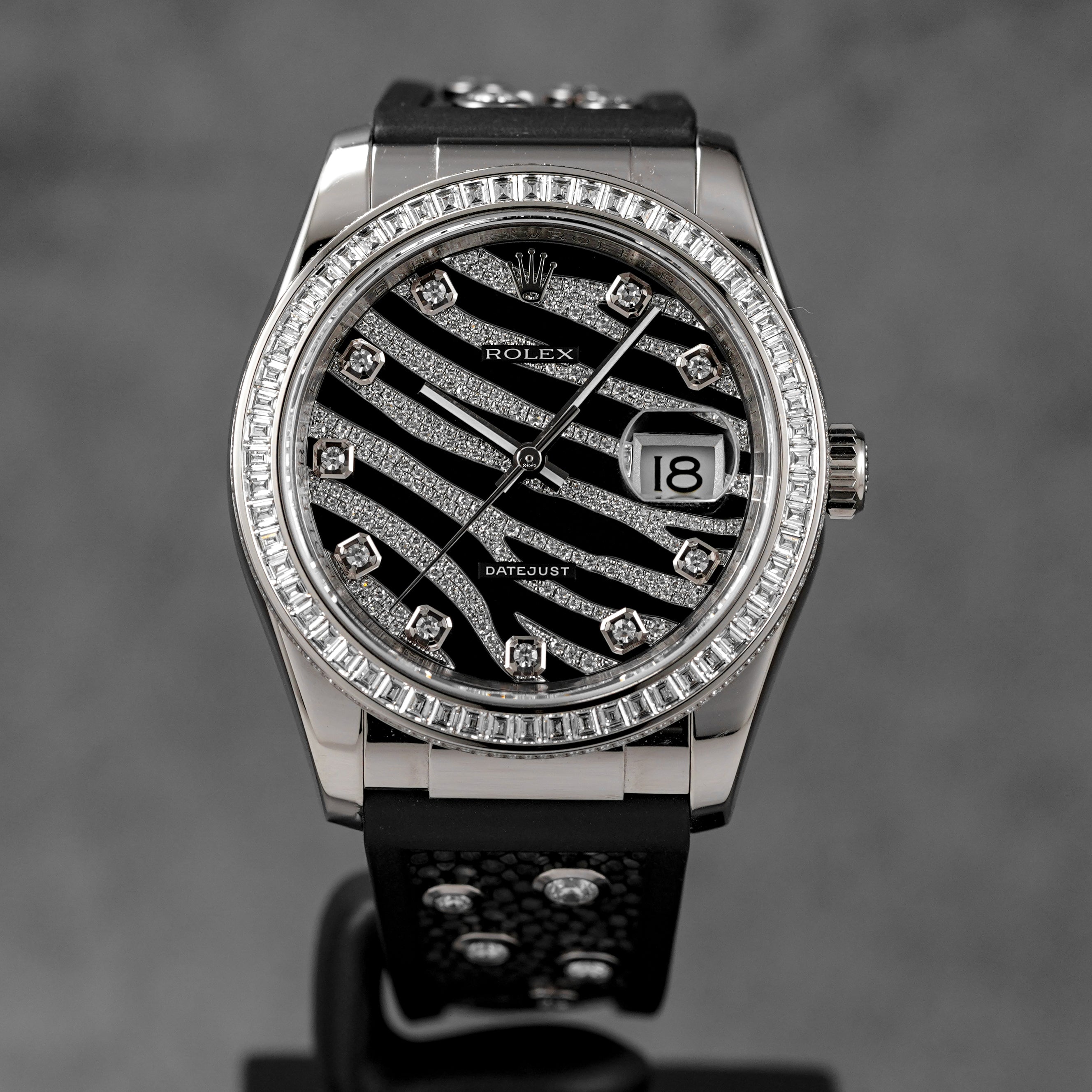 ROLEX DATEJUST 36MM WHITEGOLD 'ZEBRA' DIAMOND DIAL (2021) - IDWX