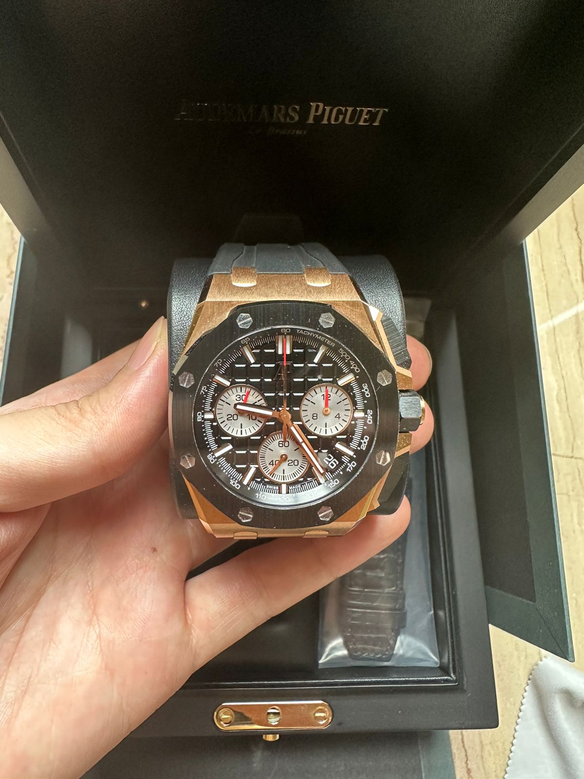 AUDEMARS PIGUET ROYAL OAK OFFSHORE CHRONOGRAPH 43MM ROSEGOLD BLACK DIAL ...