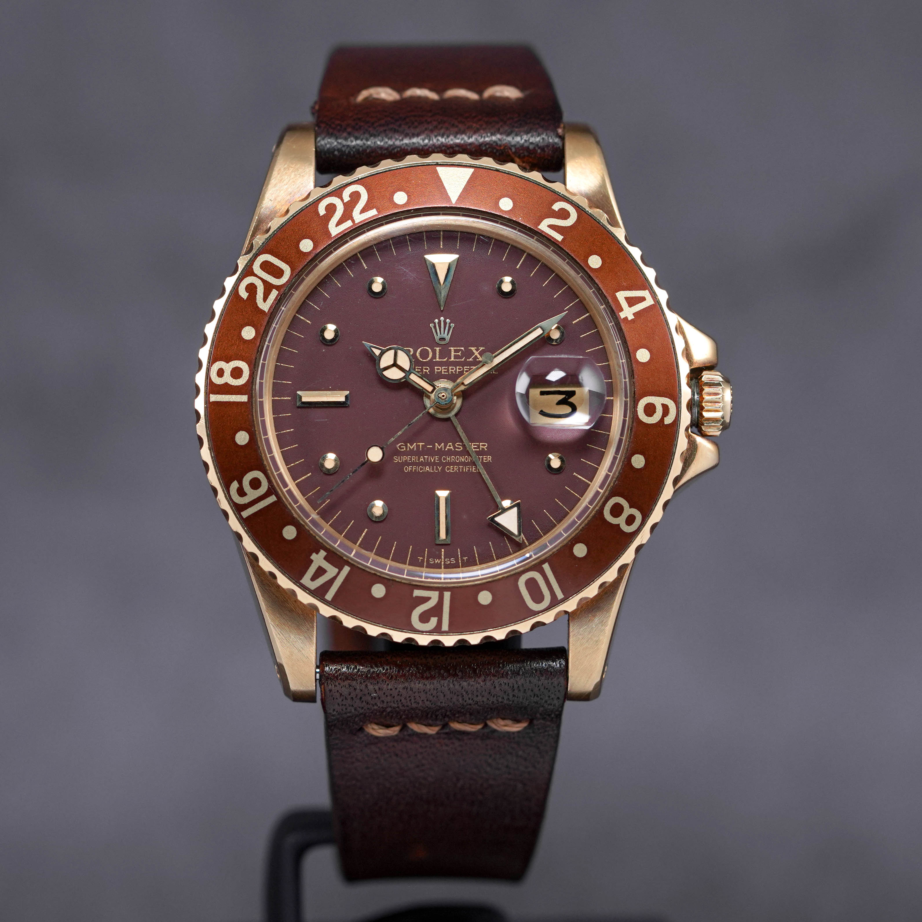 ROLEX GMT MASTER YELLOWGOLD CHOCO NIPPLE DIAL (CIRCA 1970) - IDWX